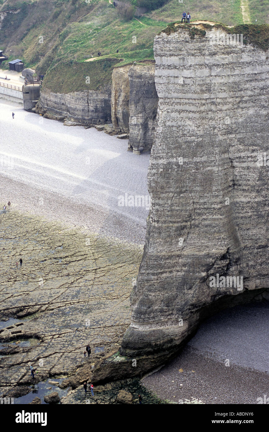 France, Normandy Etretat cliffs walkers and people on top Stock Photo ...