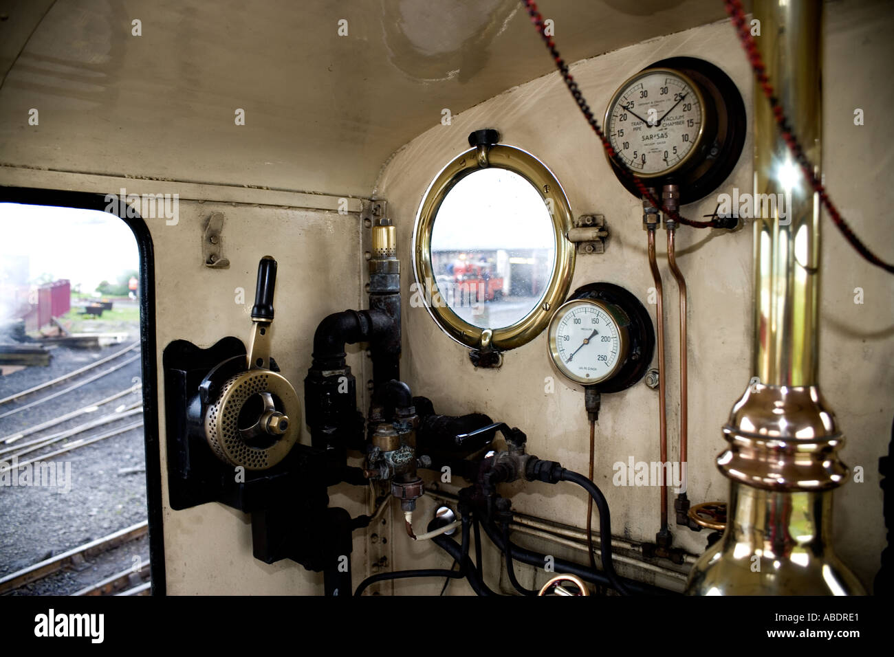 Detail of a steam train cabin at Boston Lodge works on the Ffestiniog ...