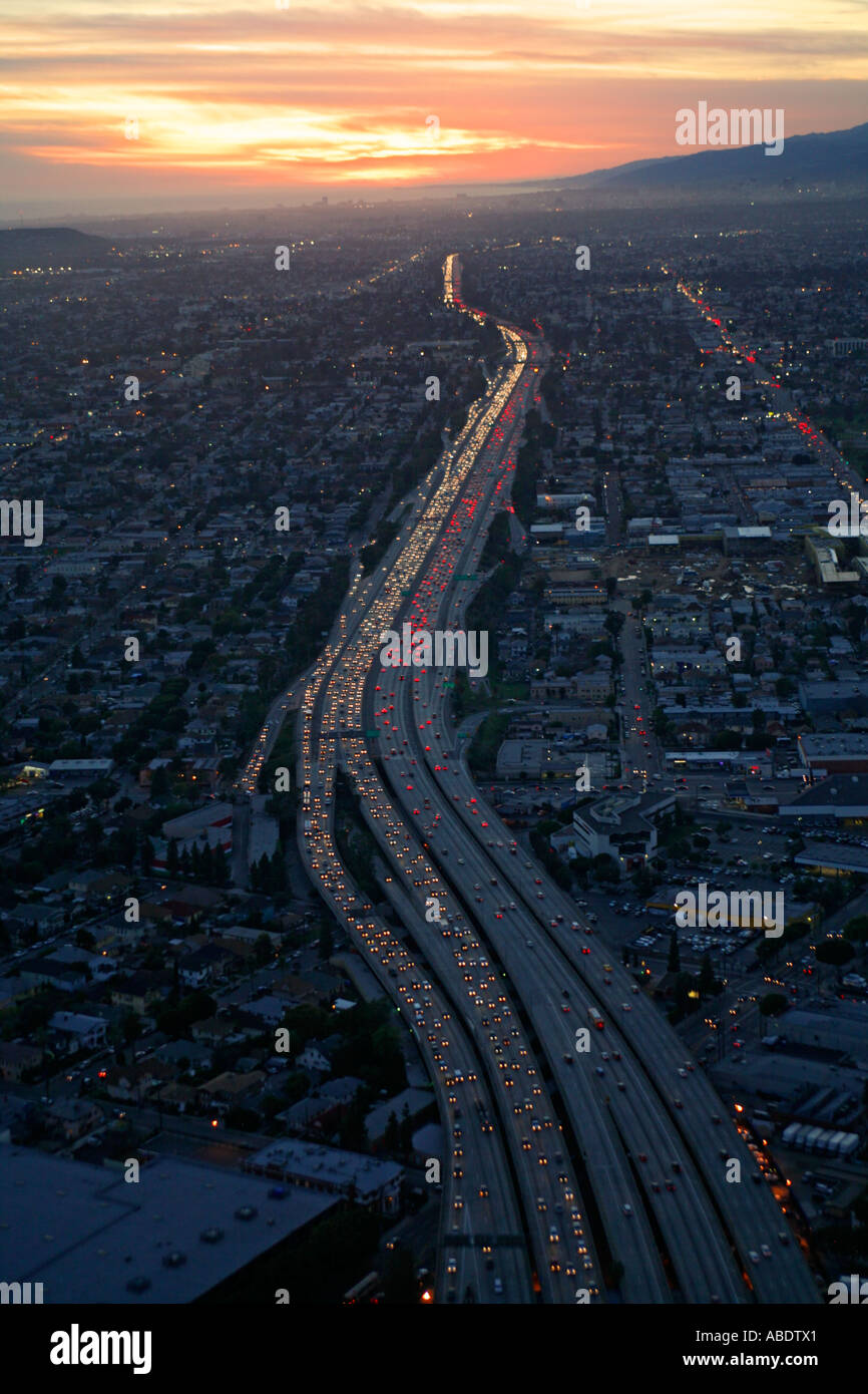 Aerial view of The Santa Monica Freeway 10 Los Angeles California Stock ...