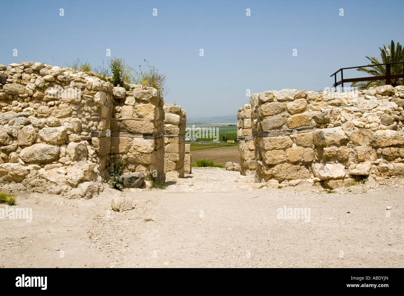Israel Jezreel Valley Tel Megiddo National park the city gate from the ...
