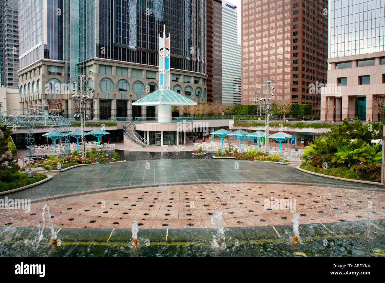 California Plaza along with water features downtown Los Angeles ...
