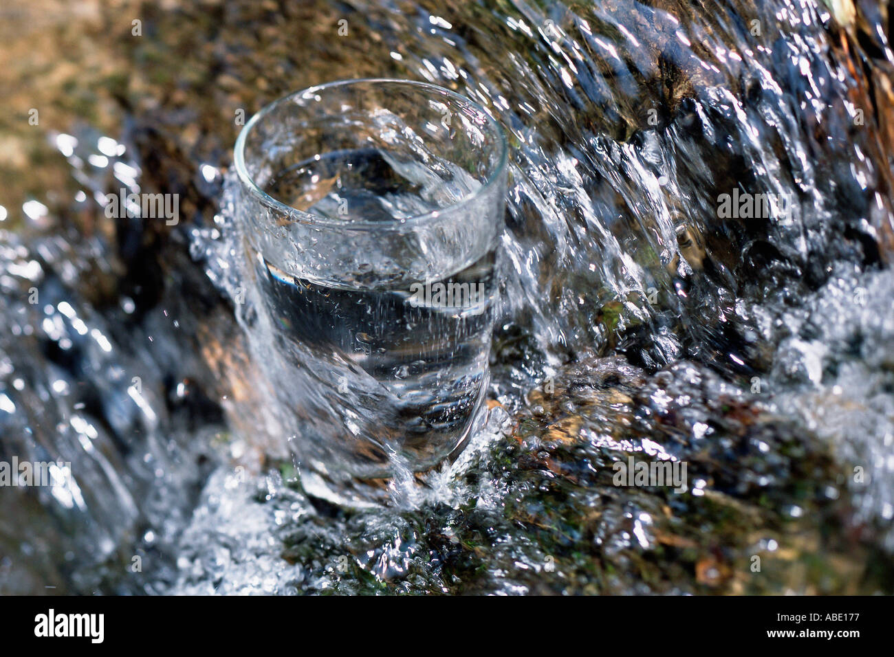 Drinking glass in stream Stock Photo - Alamy