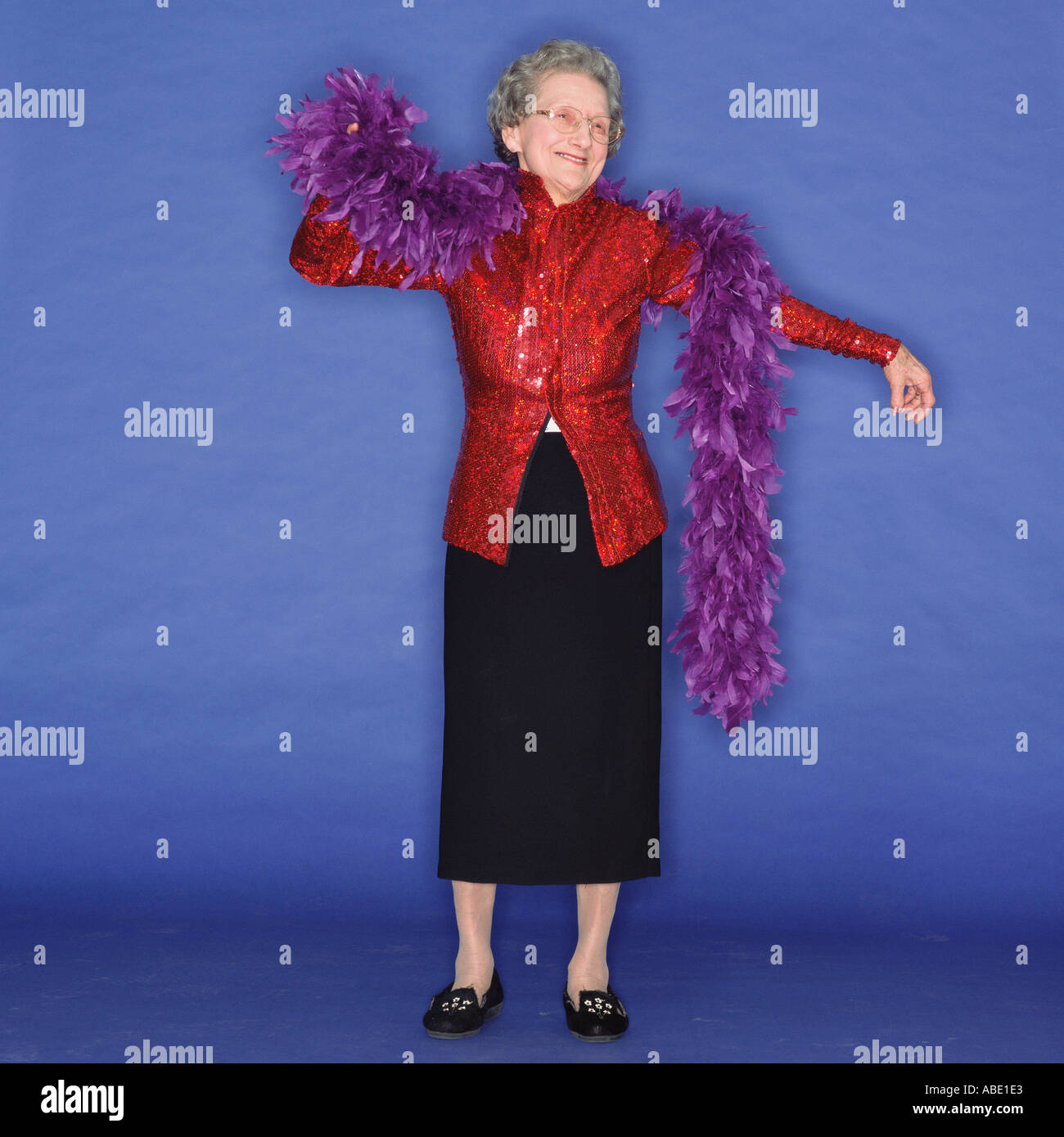 Old woman feather boa hi-res stock photography and images - Alamy