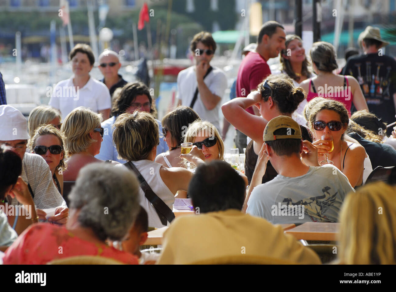 people outside cafe in cassis, provence, france Stock Photo - Alamy