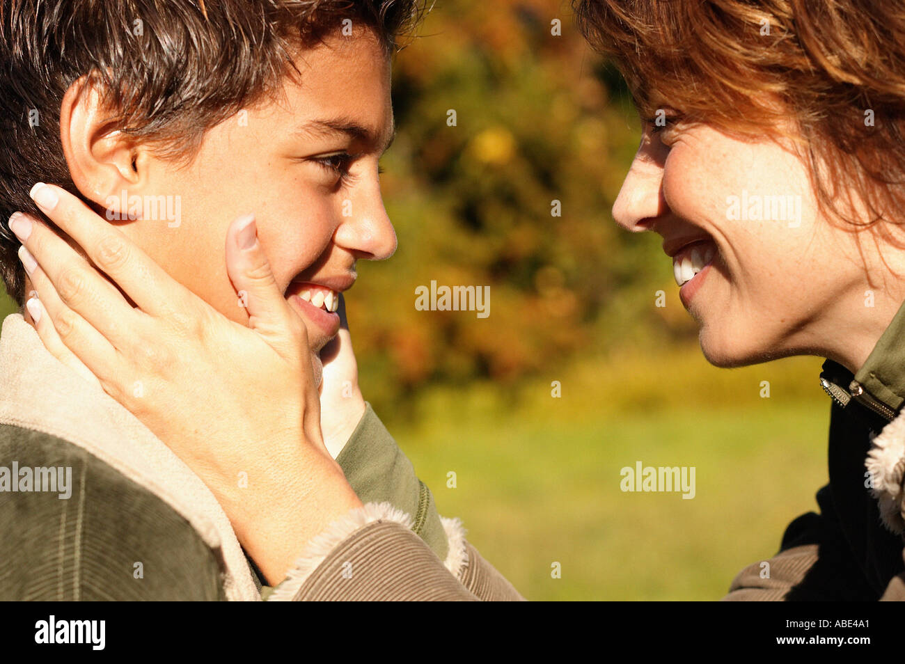 Profile of smiling mother and son Stock Photo - Alamy