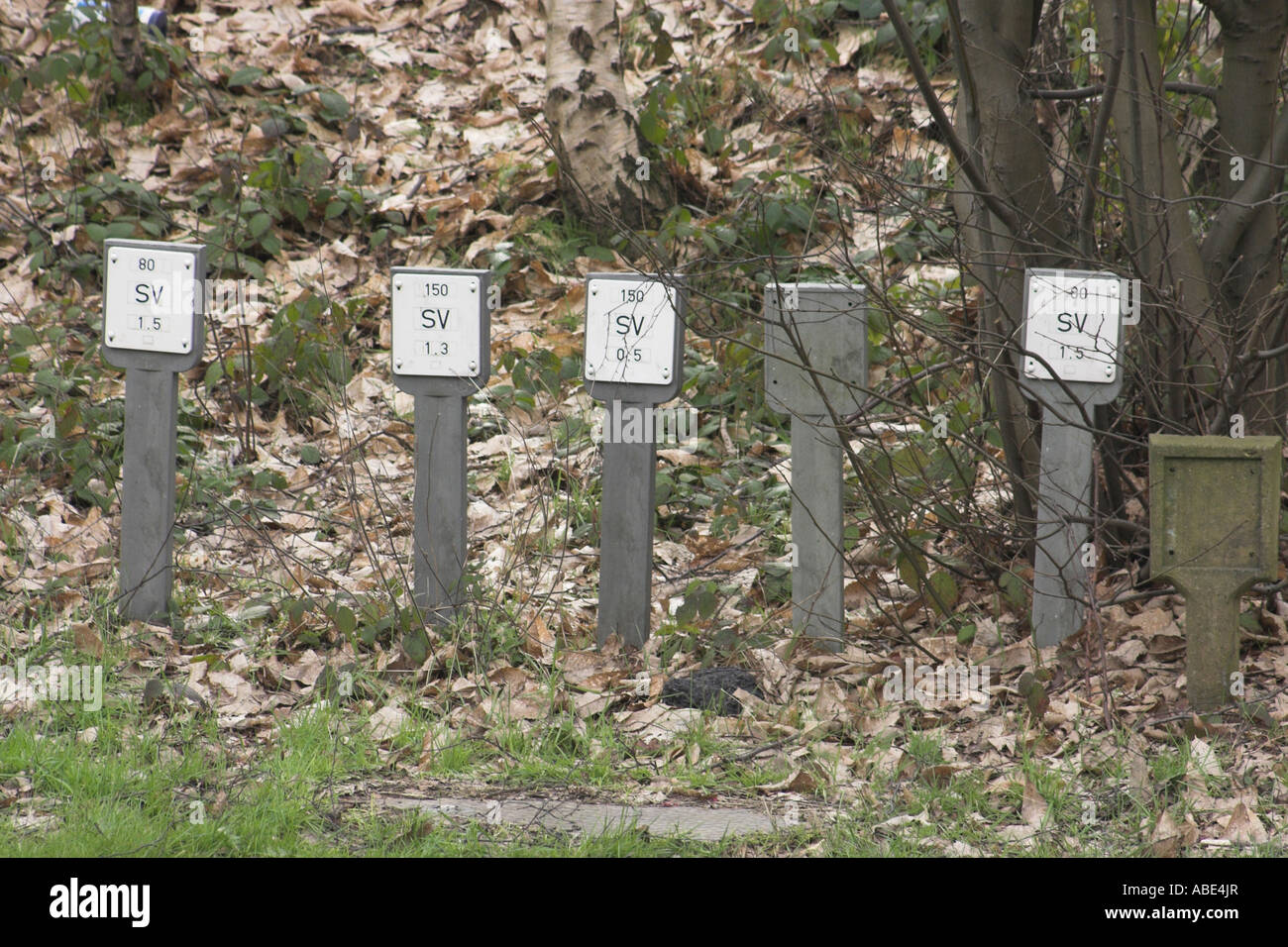 Water stop valve signs next to a pumping station Stock Photo - Alamy