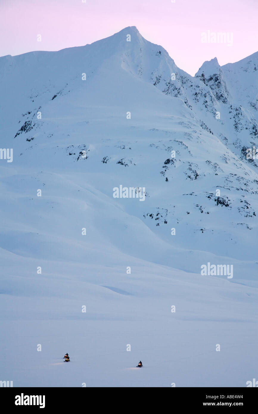 Snowmachining across Lost Lake Chugach National Forest near Seward ...