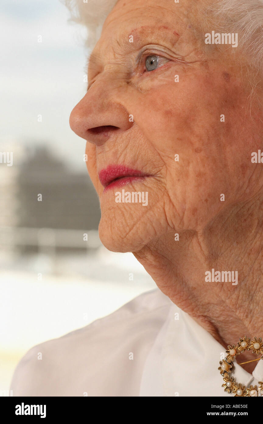 Profile of elderly woman Stock Photo - Alamy