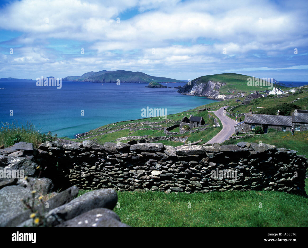 ireland, county kerry, dingle peninsula, slea dunmore head, narrow road ...