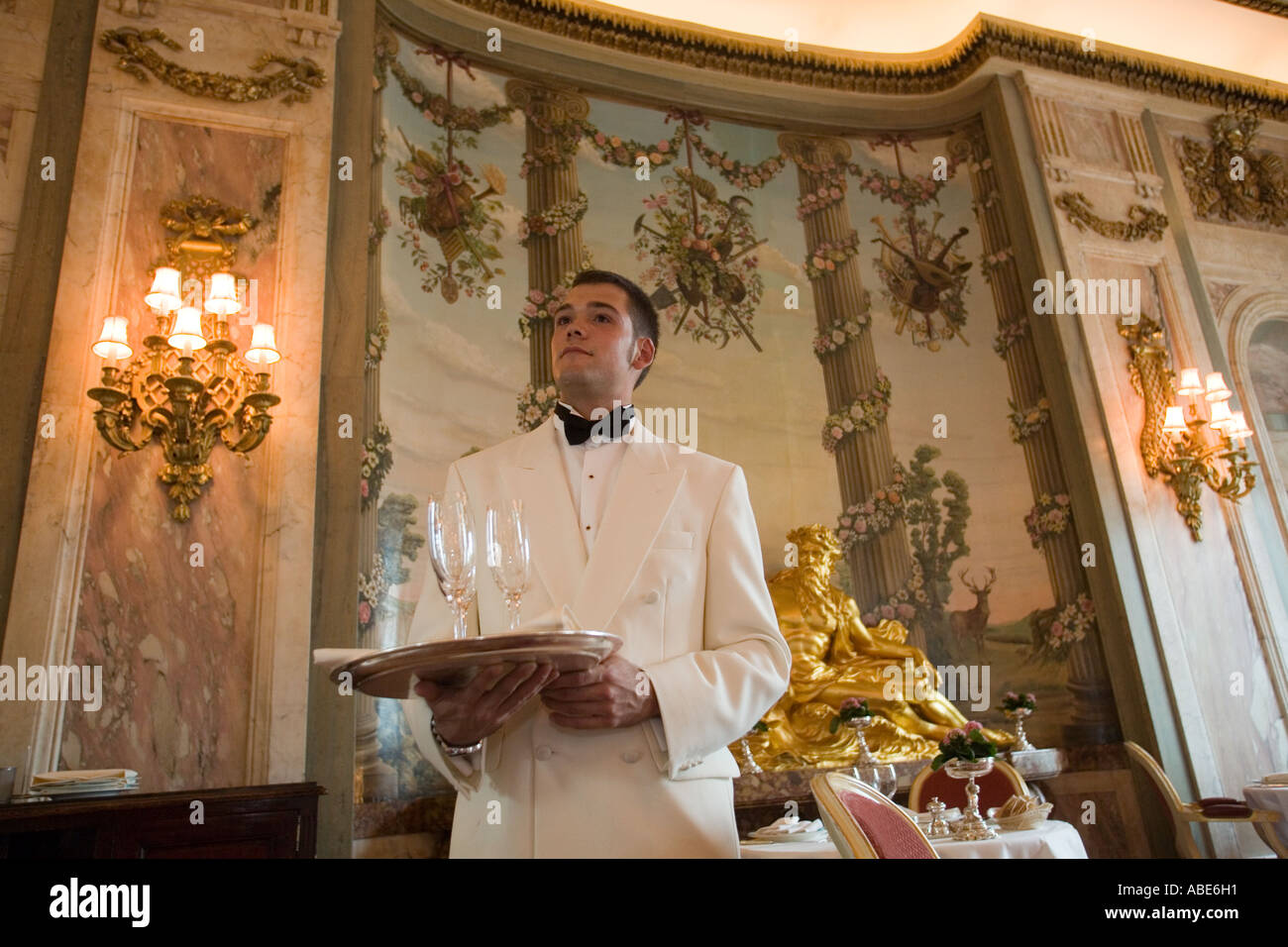 A waiter in the Ritz Hotel restaurant at the Ritz Hotel London Stock ...