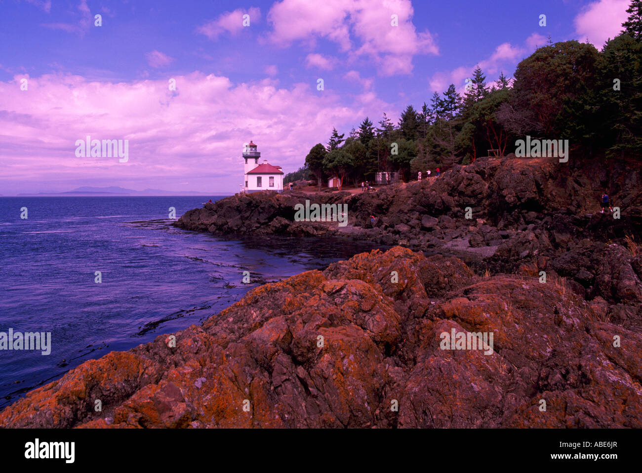 Lime Kiln Point Lighthouse in Lime Kiln Point State Park along Haro ...