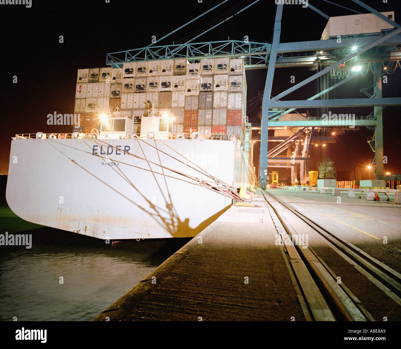 Cargo ship at dock Stock Photo - Alamy