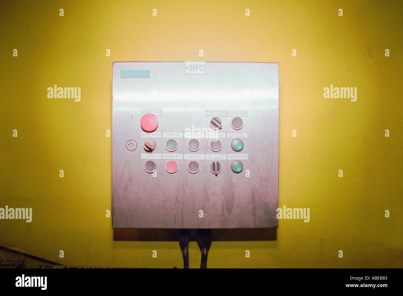 Switch box on the base of a container crane Stock Photo - Alamy