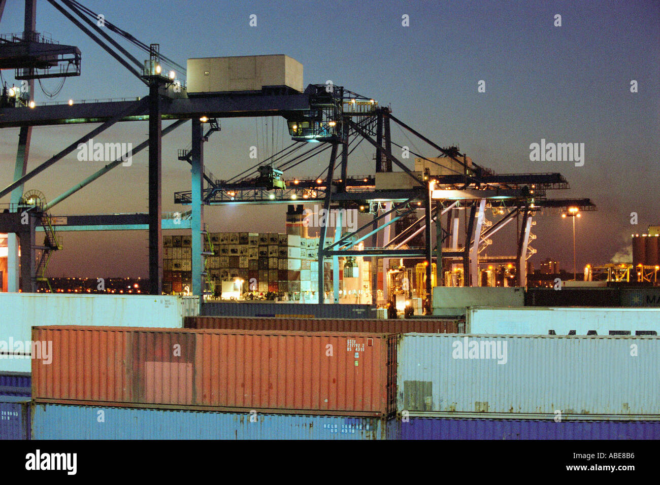 Port at night Stock Photo - Alamy