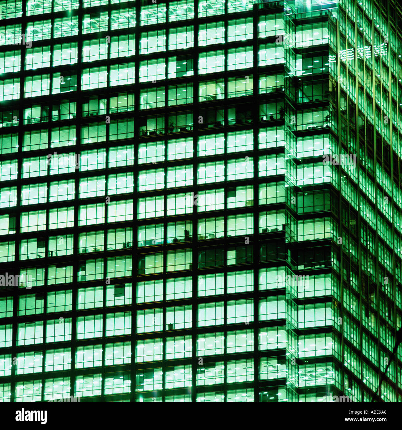 Office block with neon lighting Stock Photo - Alamy