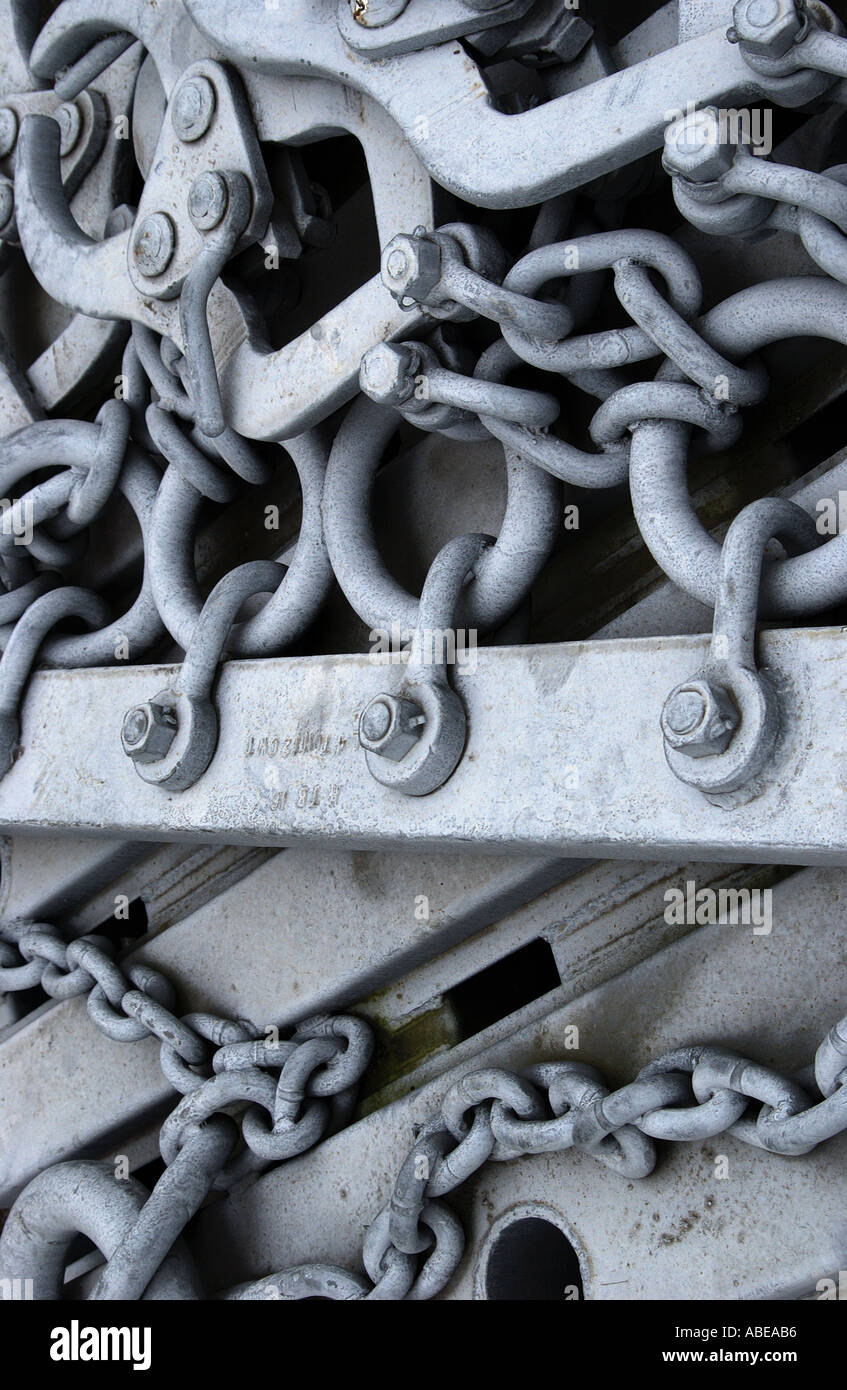 Modern sculpture made of chains nuts and bolts Salford Quays Manchester ...