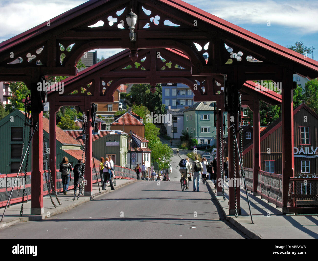 Trondheim Gamle Bybro the old town bridge old wooden timber drawbridge ...