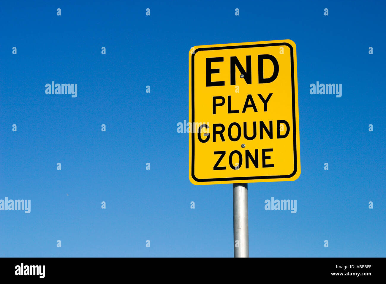 END of PLAYGROUND ZONE sign Stock Photo - Alamy