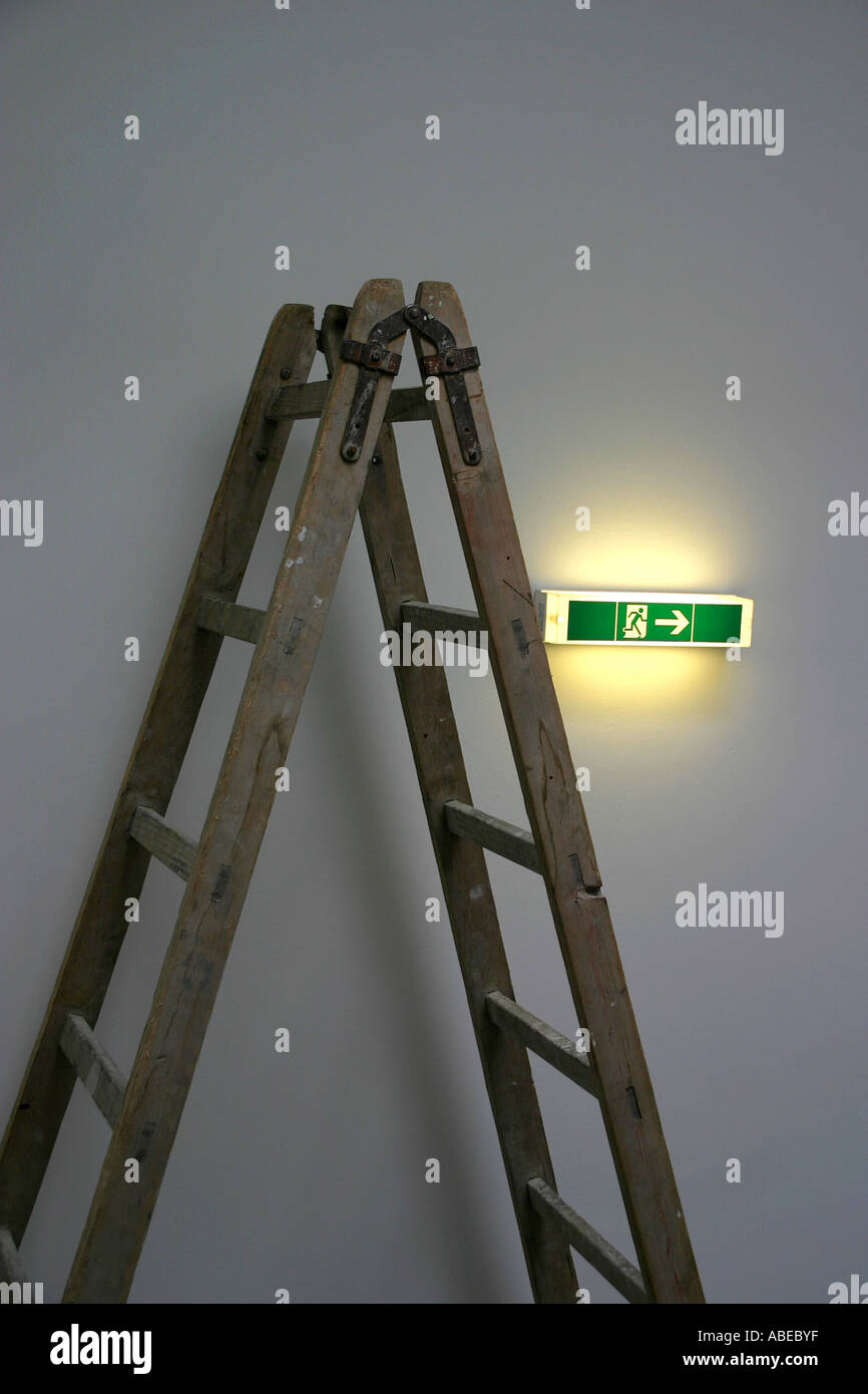 Emergency exit with ladder Stock Photo - Alamy