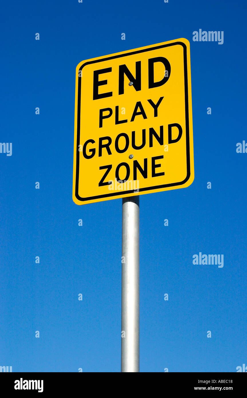 END of PLAYGROUND ZONE sign Stock Photo - Alamy