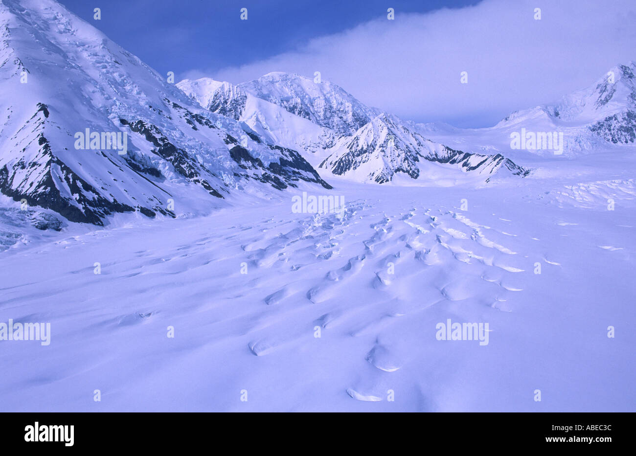 An aerial view of some very large crevasses hi-res stock photography ...