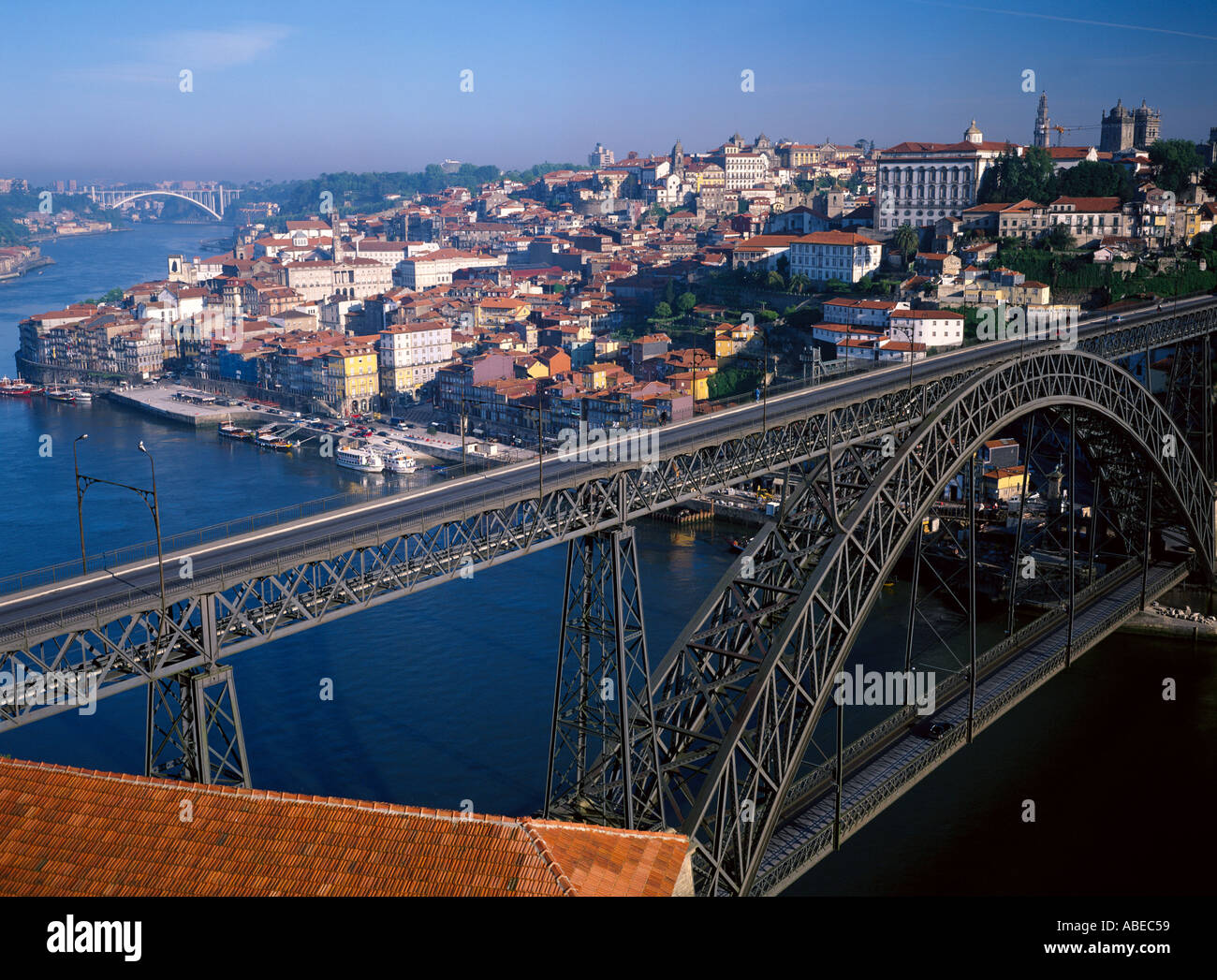 Portugal Porto Dom Luis I bridge and city view Stock Photo - Alamy