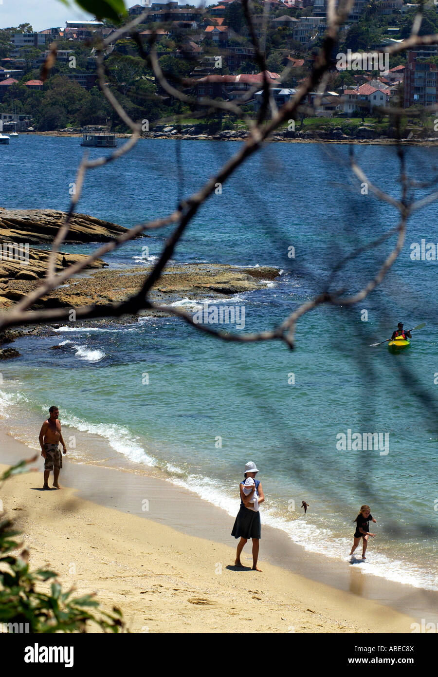 Families and tourists enjoy the sunshine at Reef Beach on Sydney ...