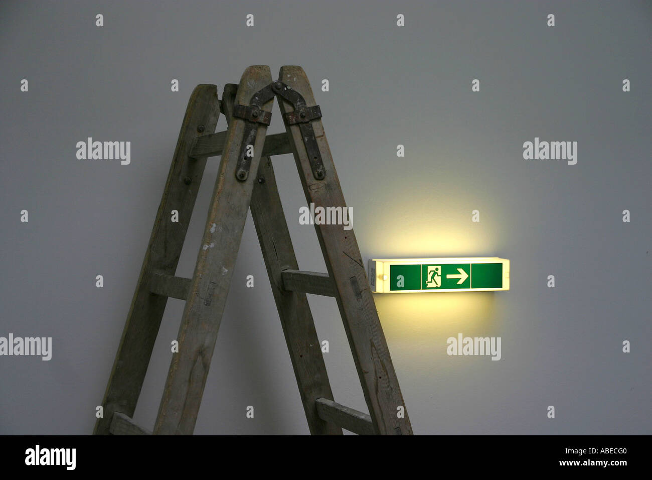 Emergency exit with ladder Stock Photo - Alamy
