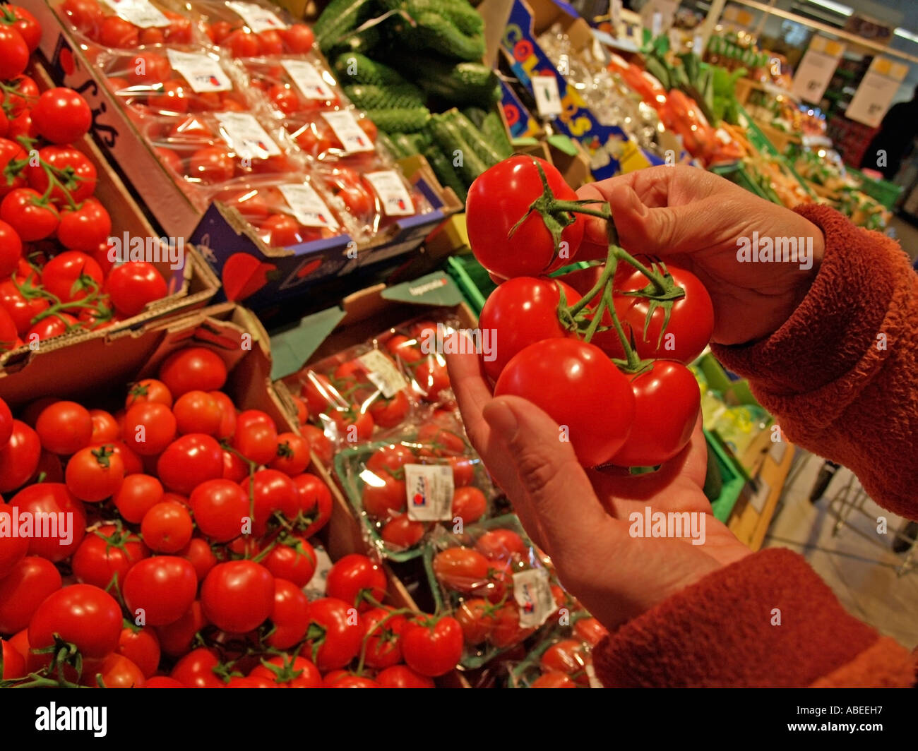 person consumer shopping in supermarket in department for vegetables in ...
