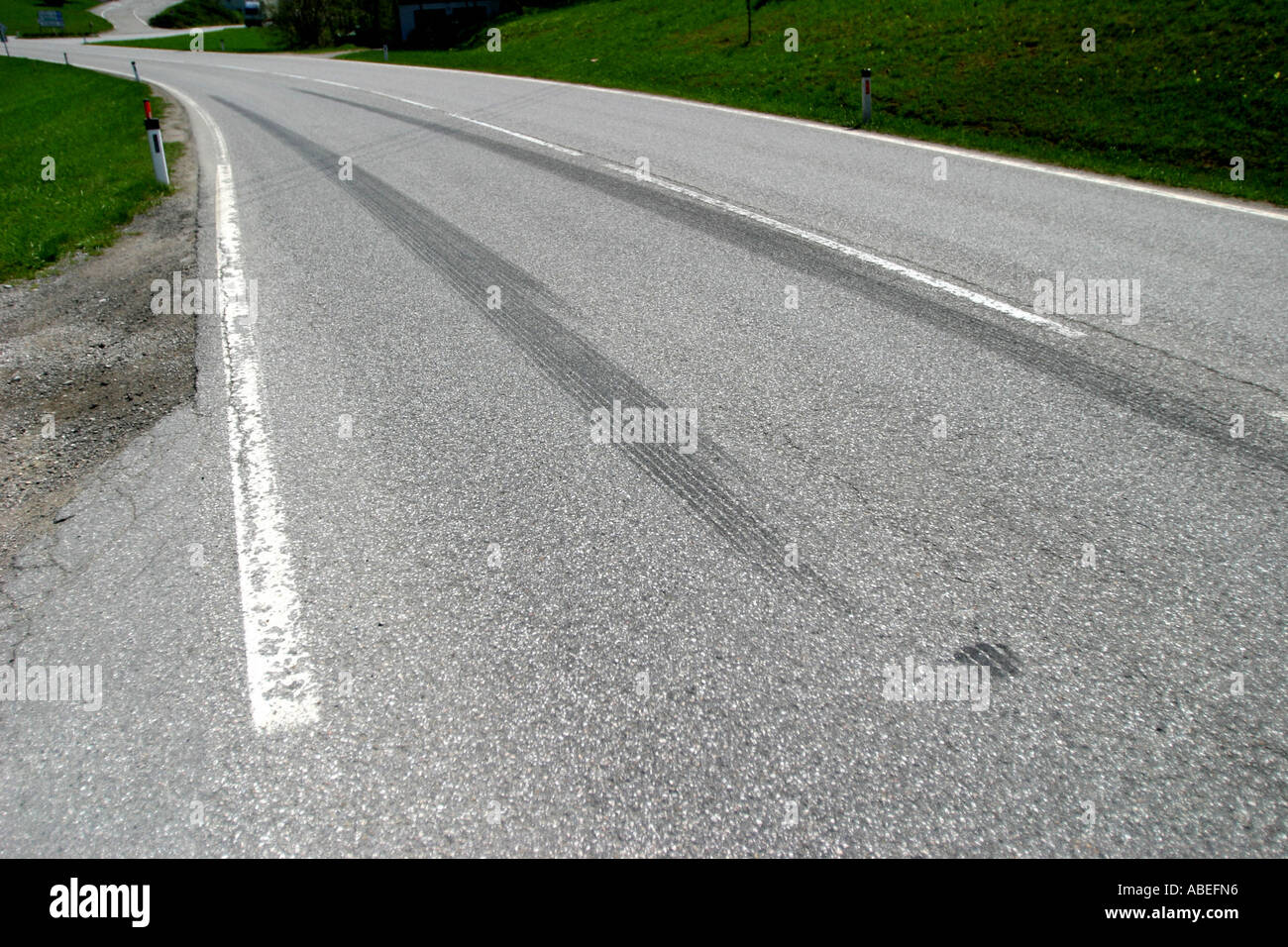Brake trace on a road Stock Photo - Alamy