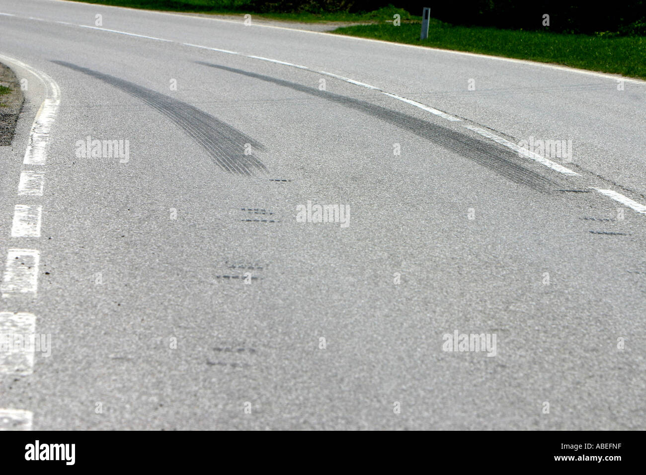 Brake trace on a road Stock Photo - Alamy