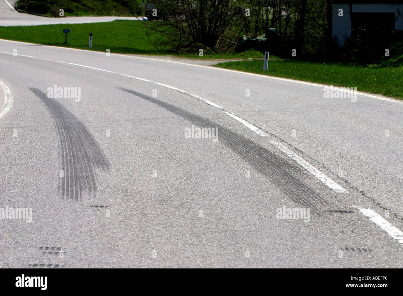 Brake trace on a road Stock Photo - Alamy