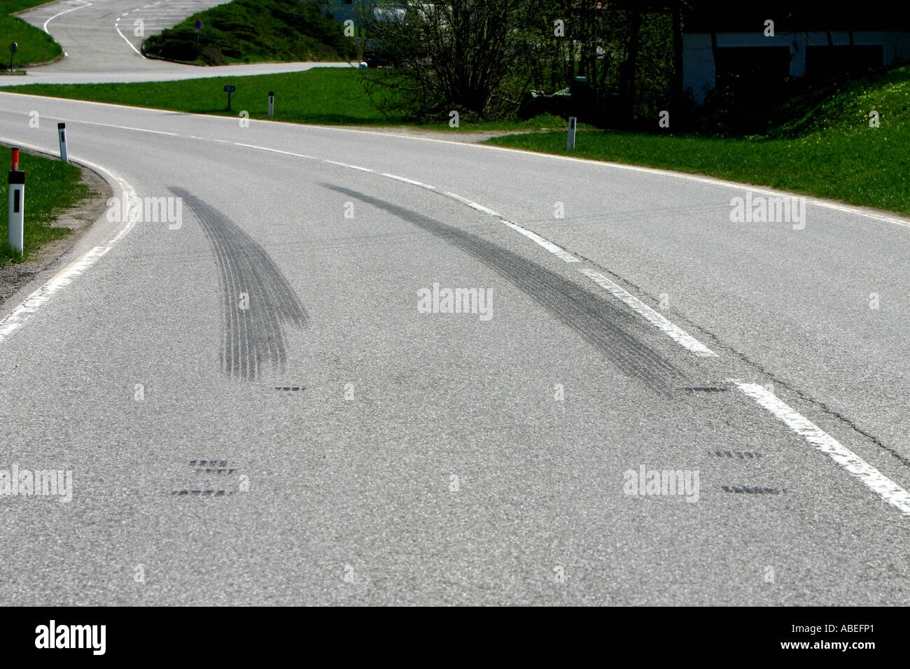 Brake trace on a road Stock Photo - Alamy