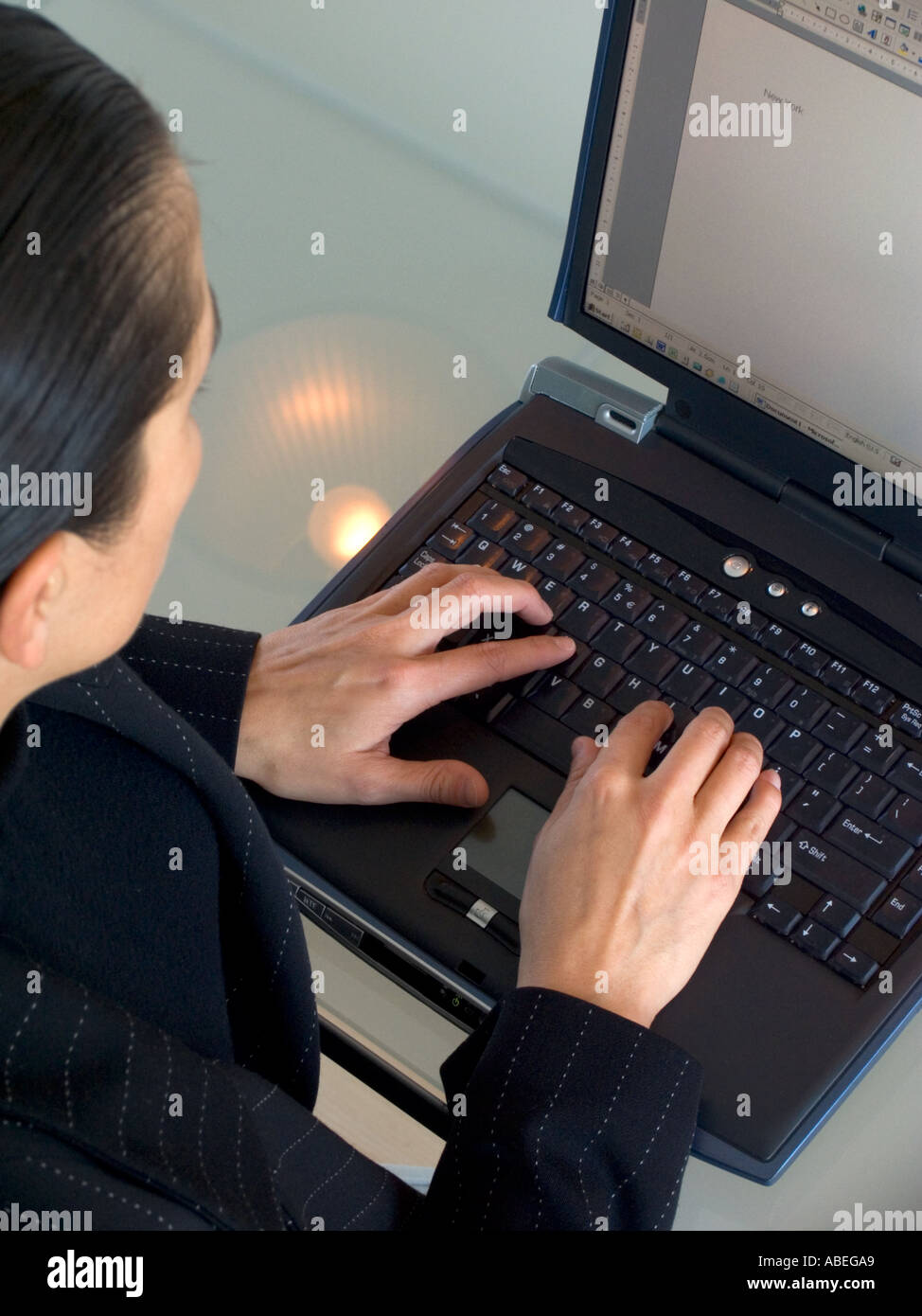 Woman notebook working on laptop hi-res stock photography and images ...