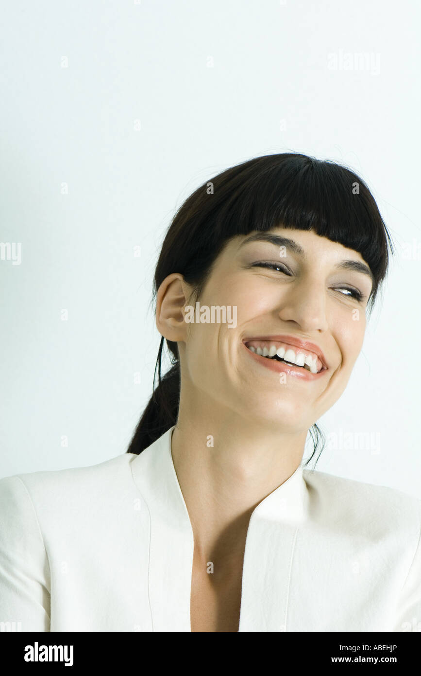 Woman laughing, head and shoulders, portrait Stock Photo - Alamy