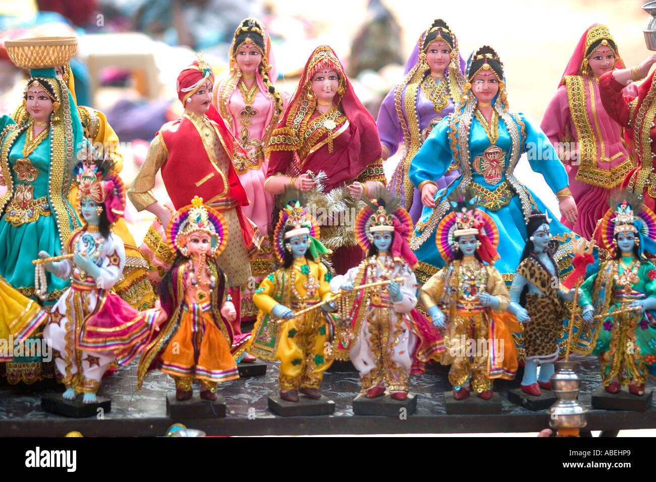 Hand made puppets at famous Anjuna Hippy market in Goa in India Stock ...
