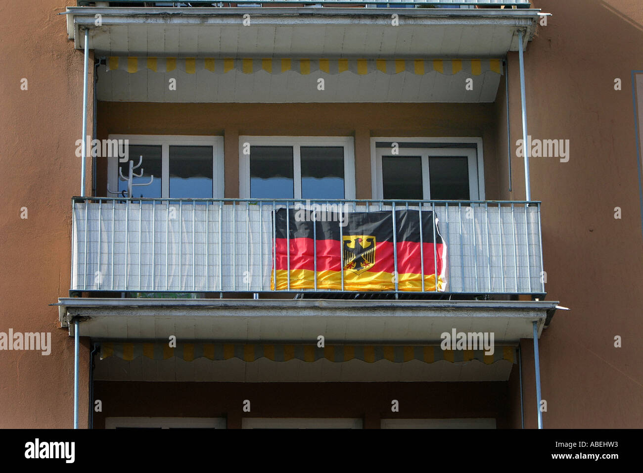 German flag on a balcony Stock Photo - Alamy