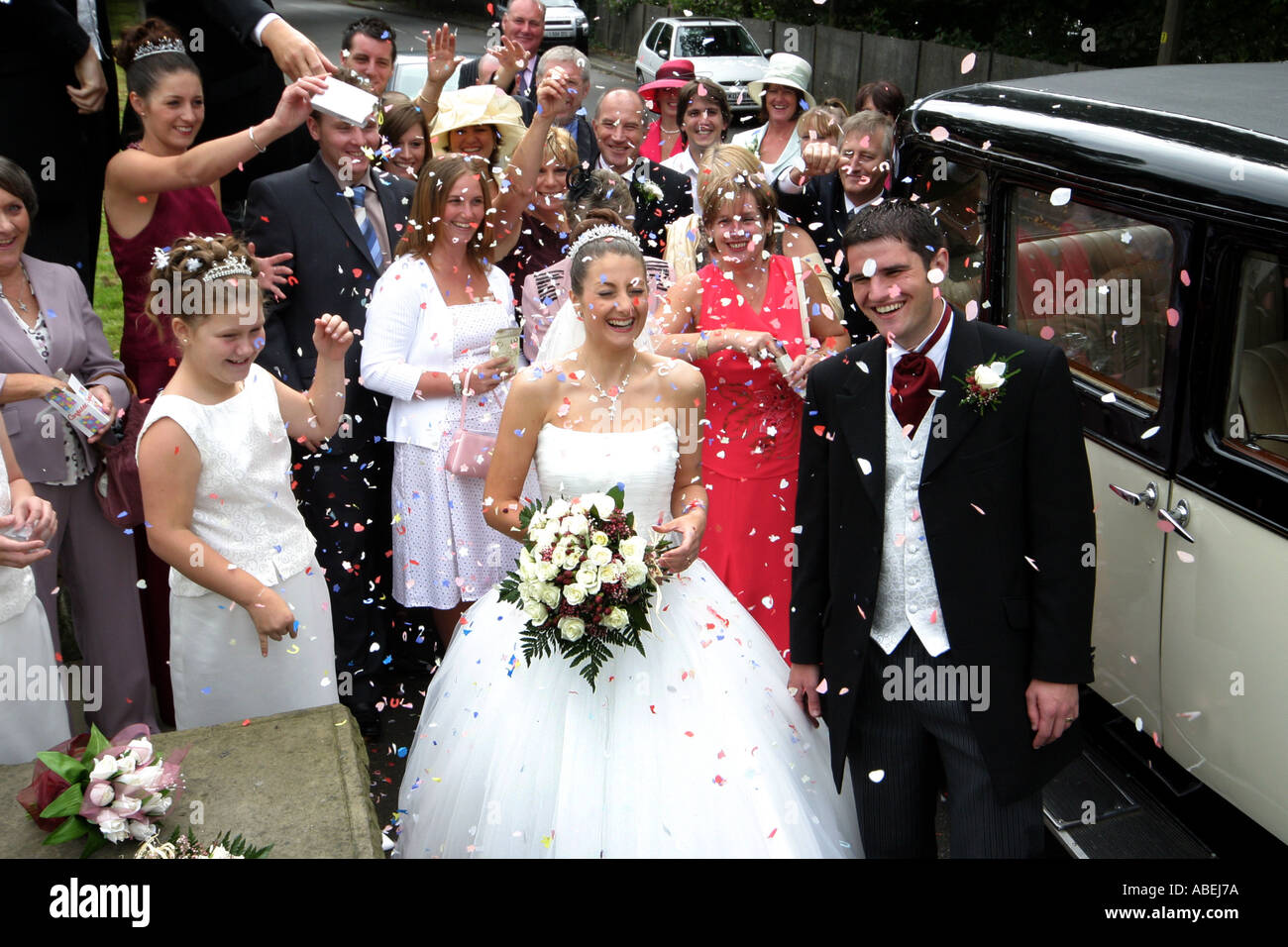 Bride And Groom Leaving In Car High Resolution Stock Photography and ...