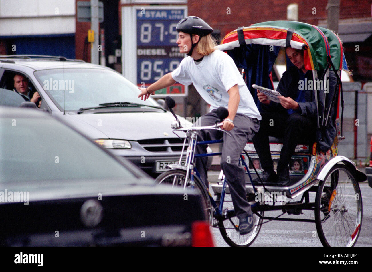 Indian rickshaw on roundabout making a manoeuvre in the UK Stock Photo ...