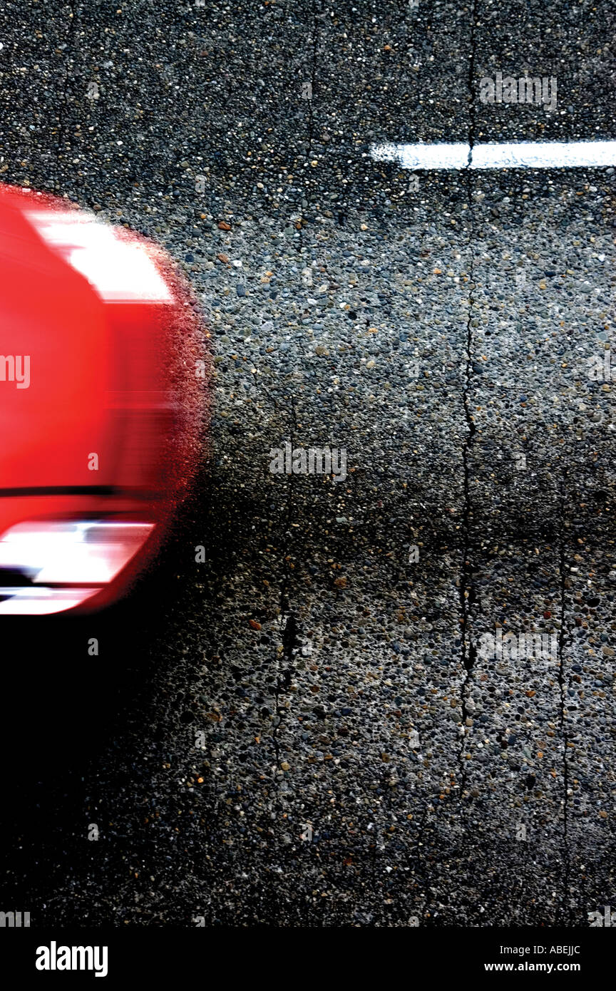 Red car on a Seattle freeway Stock Photo - Alamy