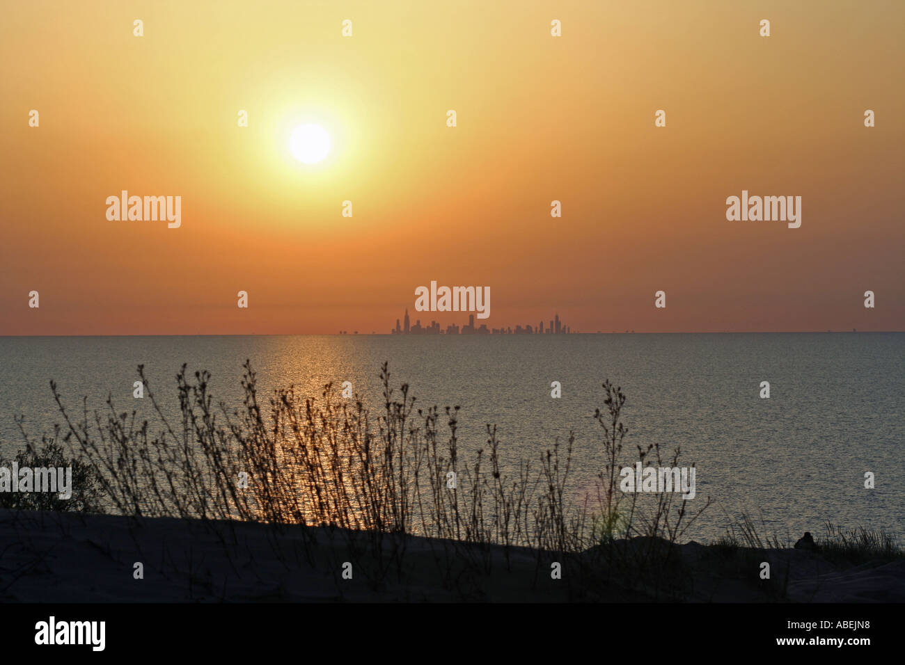 Chicago skyline from Indiana Stock Photo - Alamy