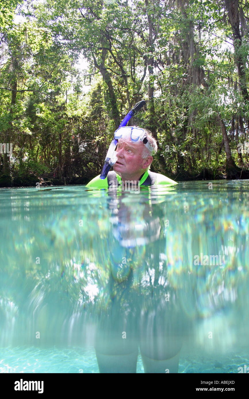 Photographer Carl Purcell in freshwater spring Stock Photo - Alamy