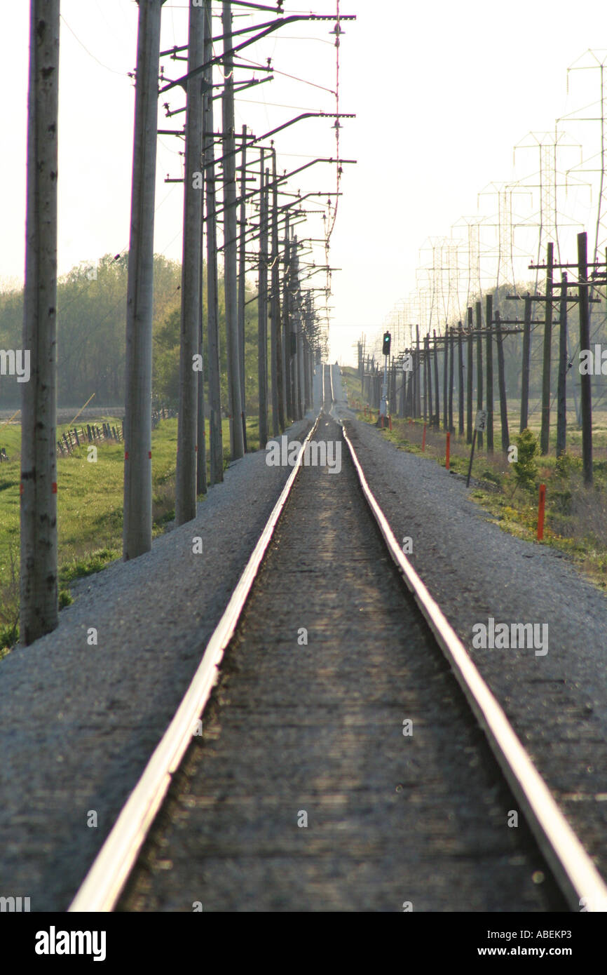 Electric railroad tracks Stock Photo - Alamy