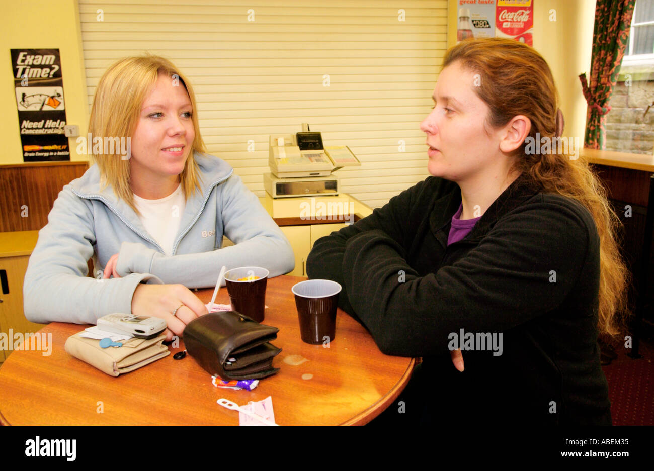 Cardiff University students young women chatting in the university ...