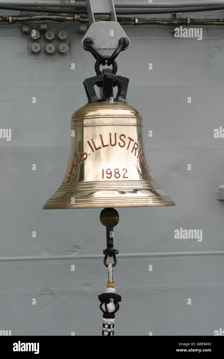 Ship's bell HMS Illustrious Stock Photo - Alamy