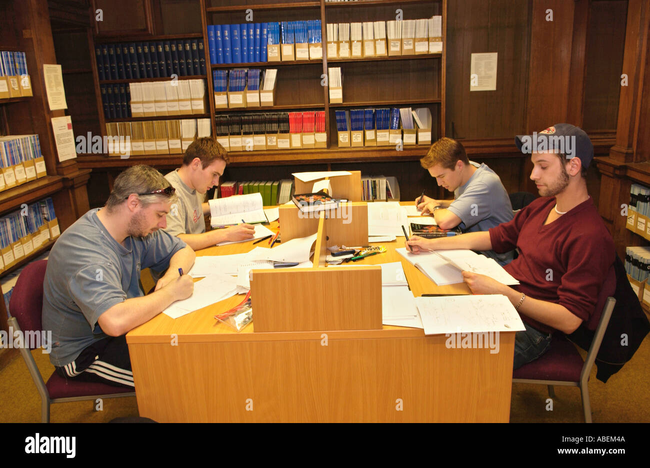 University of Wales students studying for exams in the campus library ...