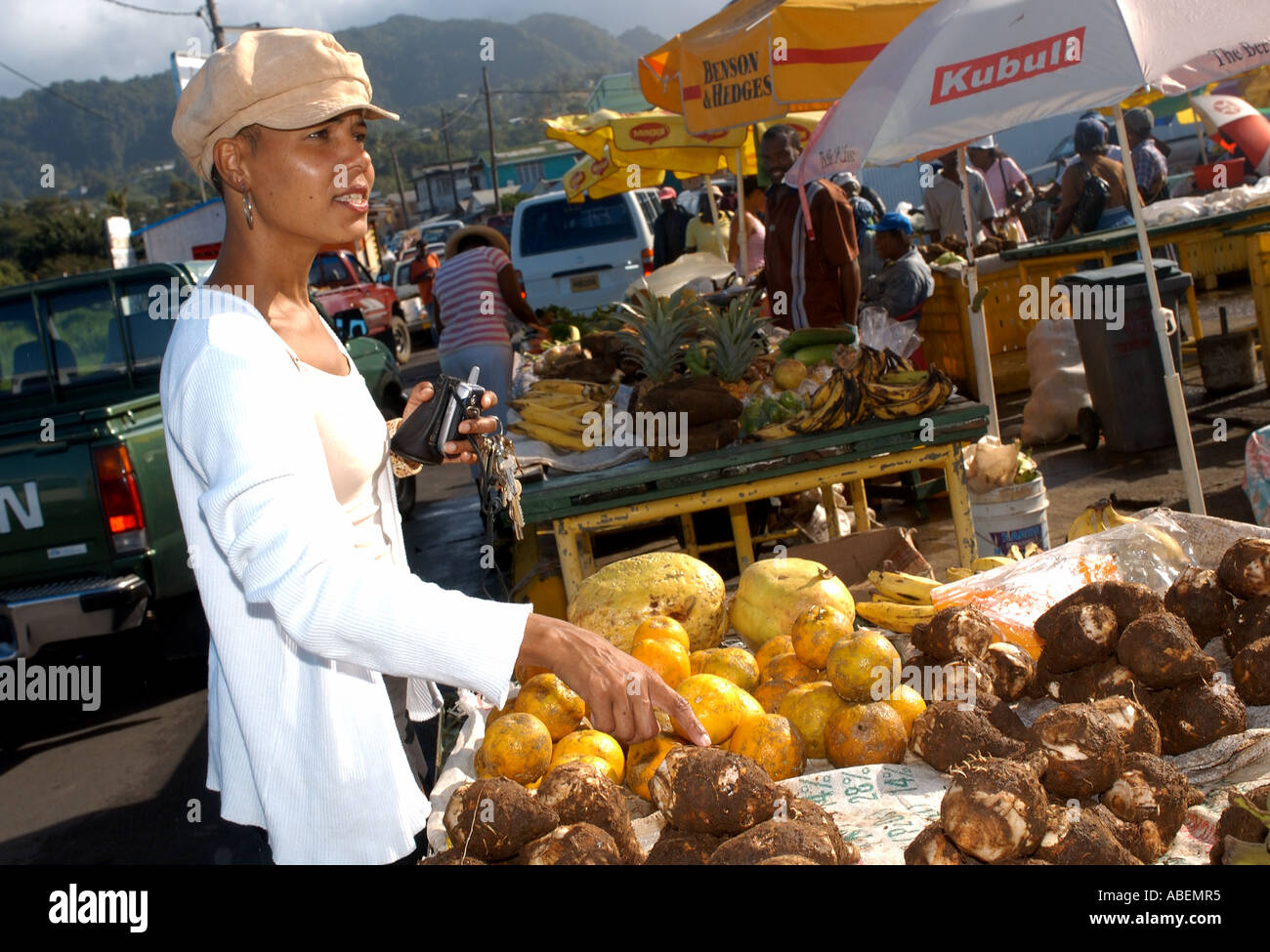Shopper at Roseau market in Dominica, Windward Islands Stock Photo - Alamy