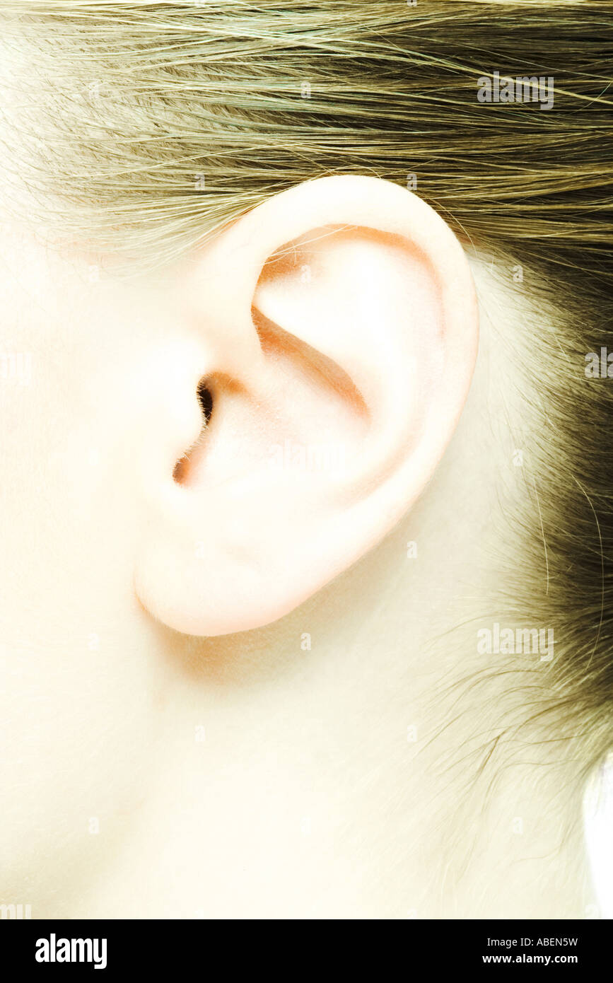 Teenage girl's ear, extreme close-up Stock Photo - Alamy