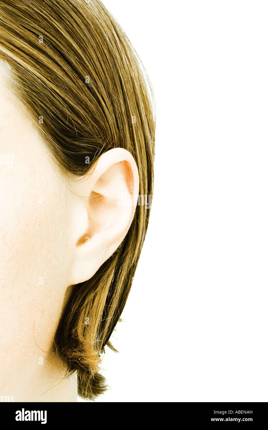 Teenage girl's ear, extreme close-up Stock Photo - Alamy