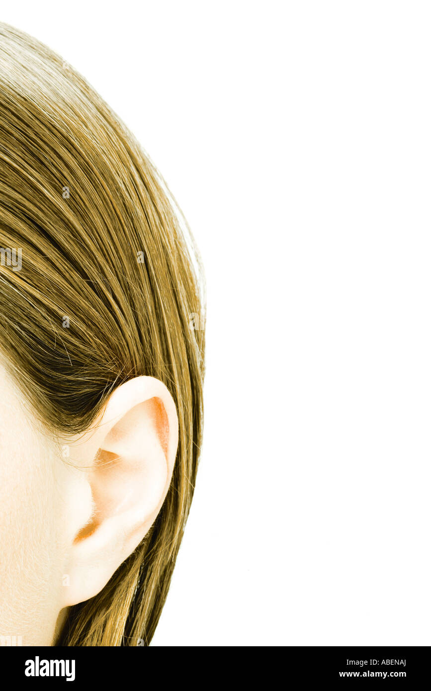 Teenage girl's ear, extreme close-up Stock Photo - Alamy